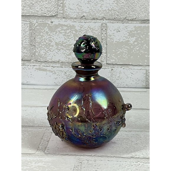 I. Rice | Art | Rare Vintage Irice Glass Iridescent Perfume Bottle ...